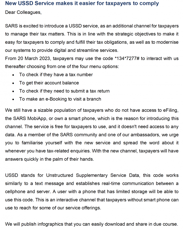 SARS Introduces a USSD Service – A New Way to Manage Your Tax Affairs ...